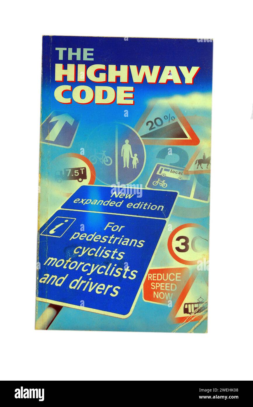 The Highway Code book cover. Studio set up on light / white background ...