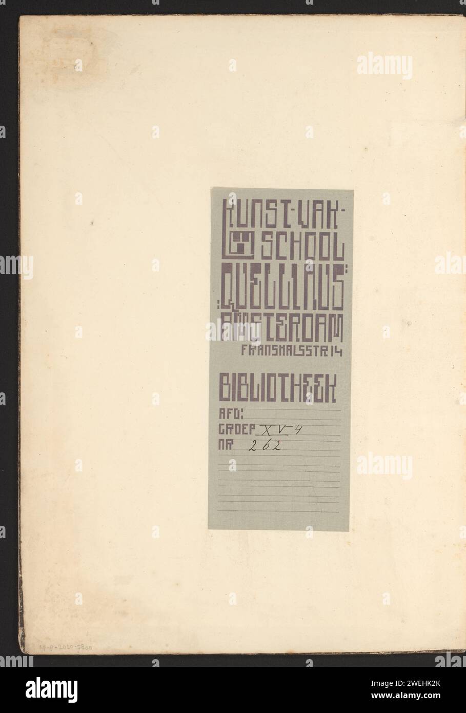 Ex Libris of the arts and crafts school Quellinus in Amsterdam, Anonymous, 1879 - 1924 print ...