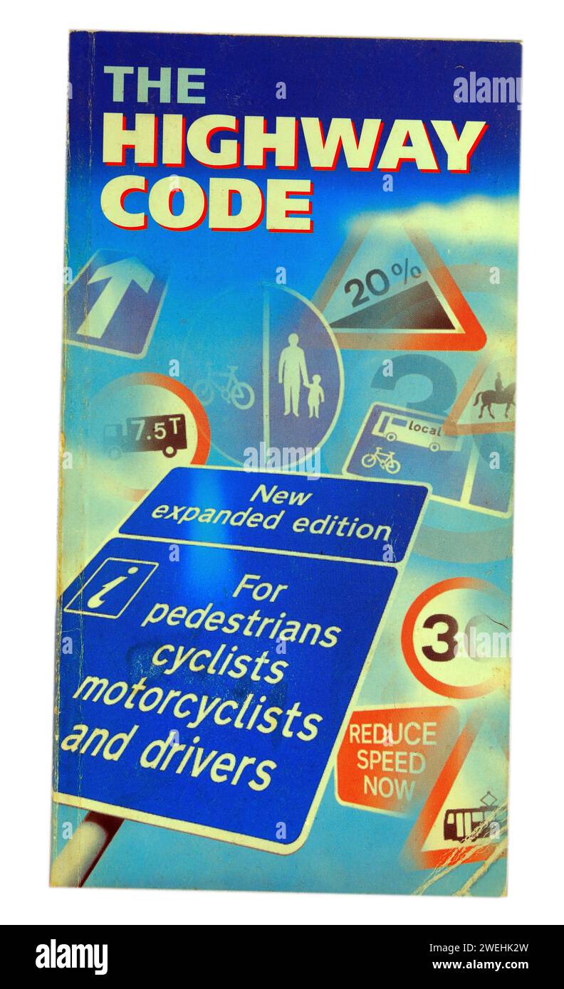 The Highway Code book cover. Studio set up on light / white background ...