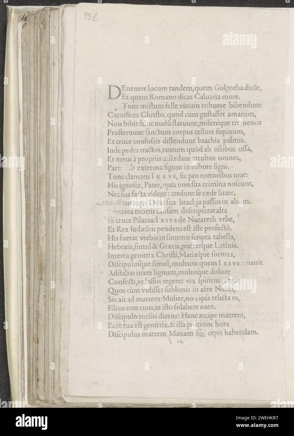 Text about Christ on the Cross, 1572 text sheet Text in Latin in a ...