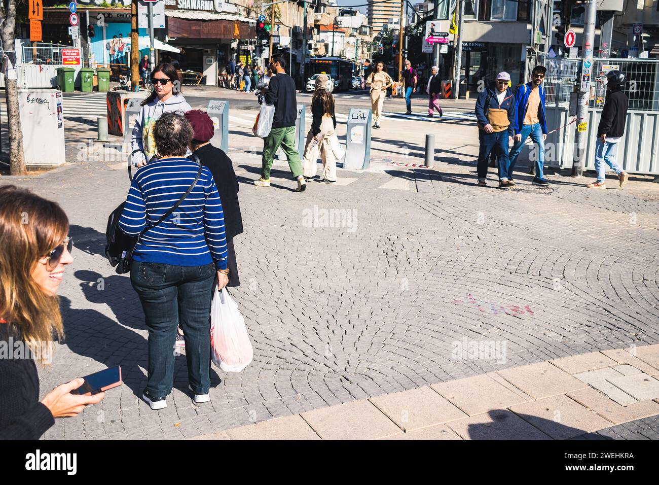 Tel Aviv, Israel – January 24, 2024 People walking in the streets of ...