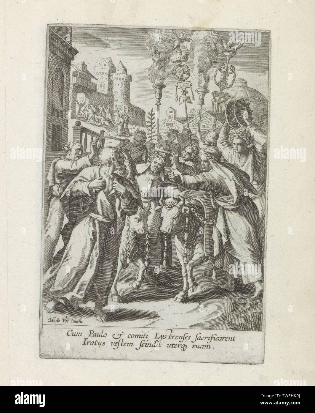 Paul En Barnabas in Lystra, 1591 - 1600 print Paulus and Barnabas had ...
