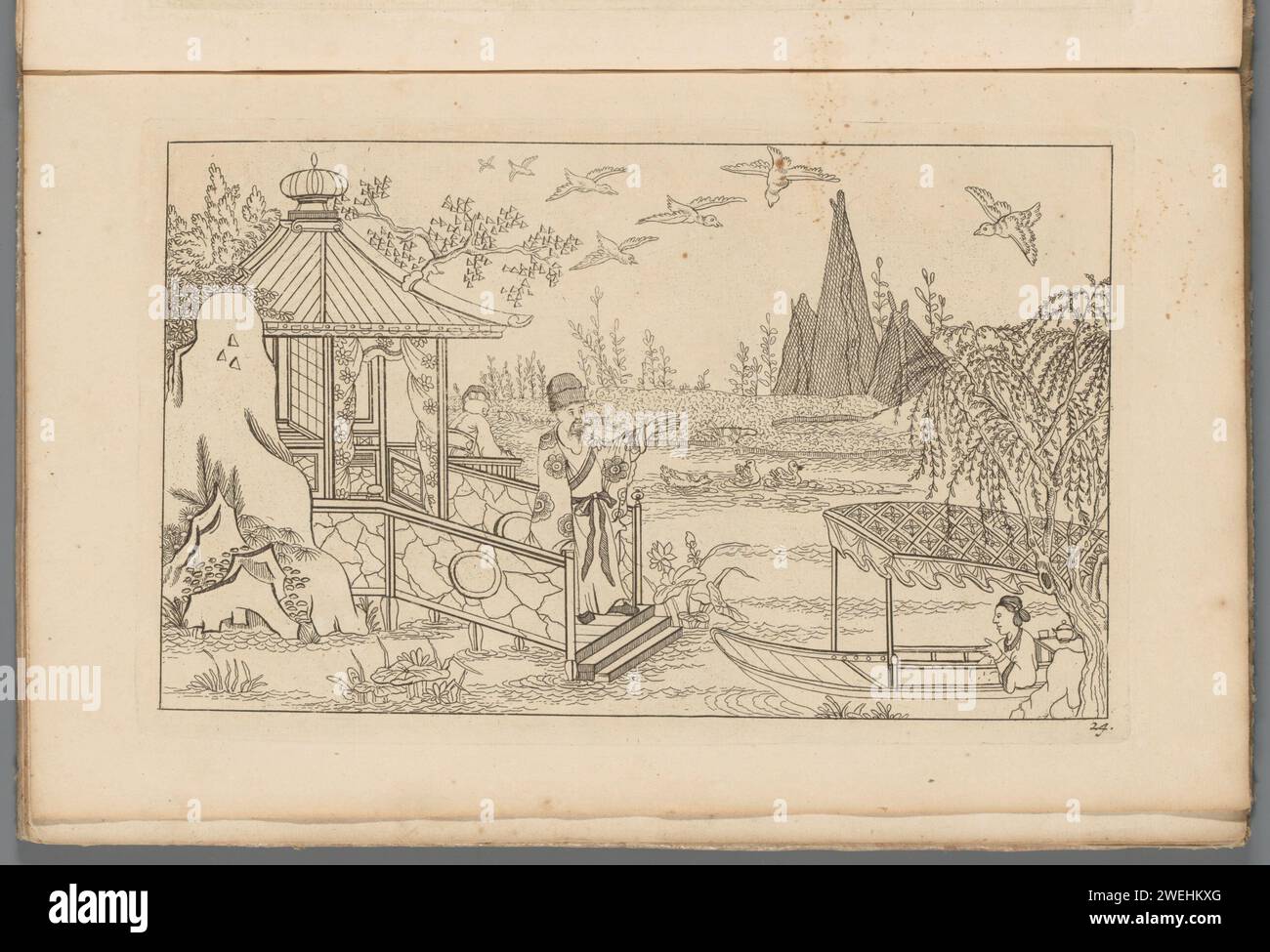 Chinese Lord on a jetty on the water, 1727 - 1775 print A Chinese ...