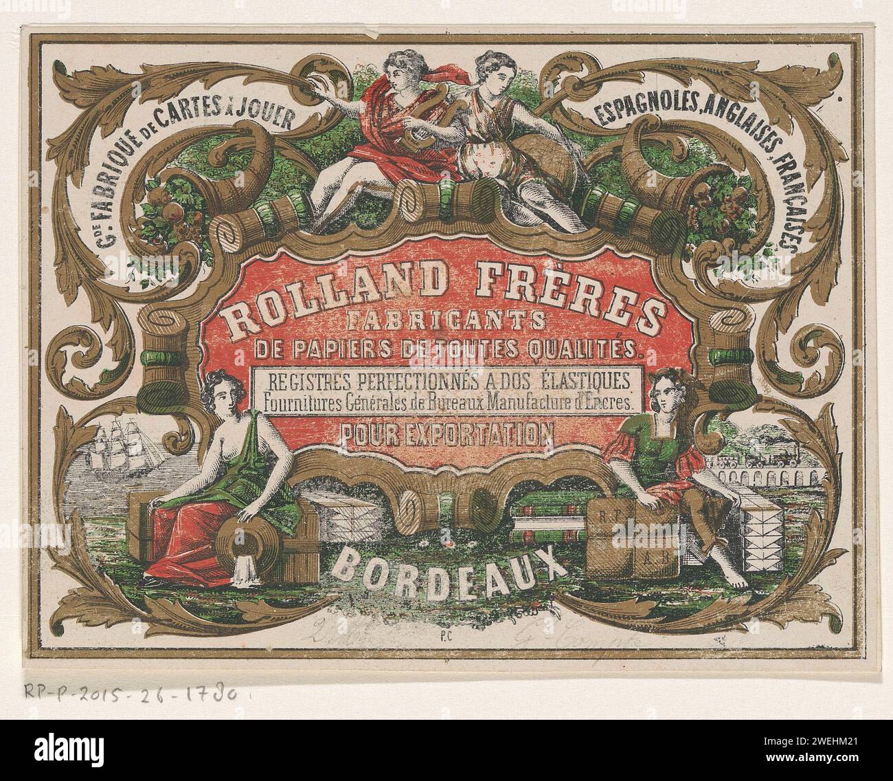 Business card from Rolland Frères, paper manufacturer in Bordeaux ...