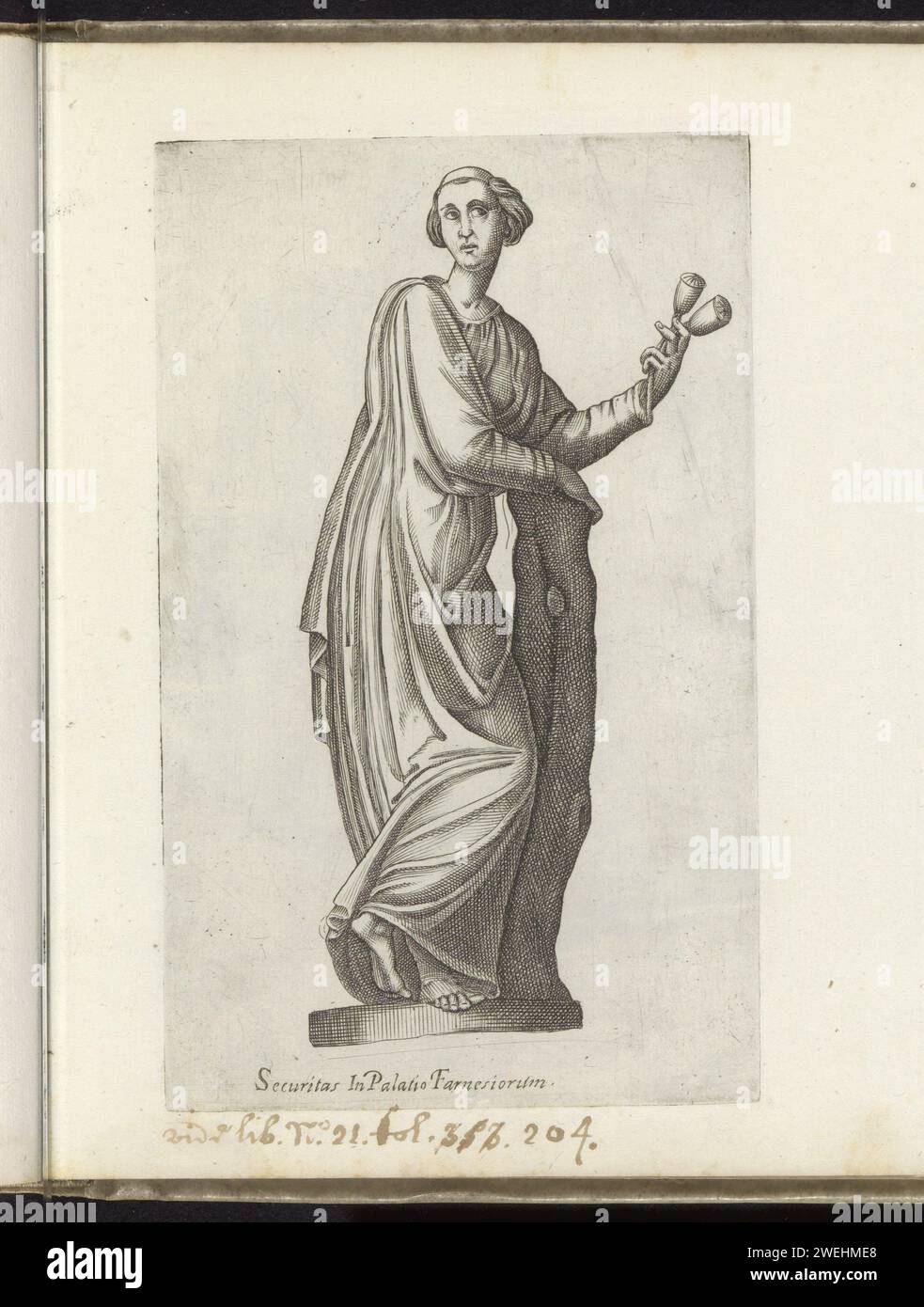 Sculpture of Securitas, Anonymous, 1600 - 1699 print Caption in Latin ...