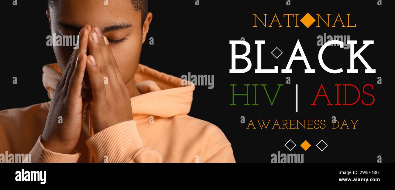 Awareness banner for National Black / HIV AIDS Awareness Day with sad ...
