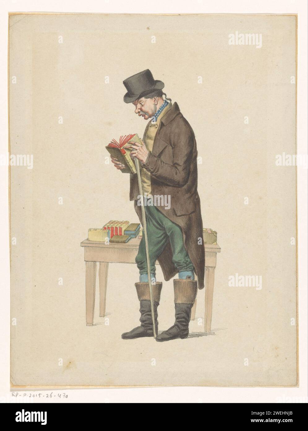Reading man, c. 1825 - c. 1850 print A man with chapters, a long jacket ...