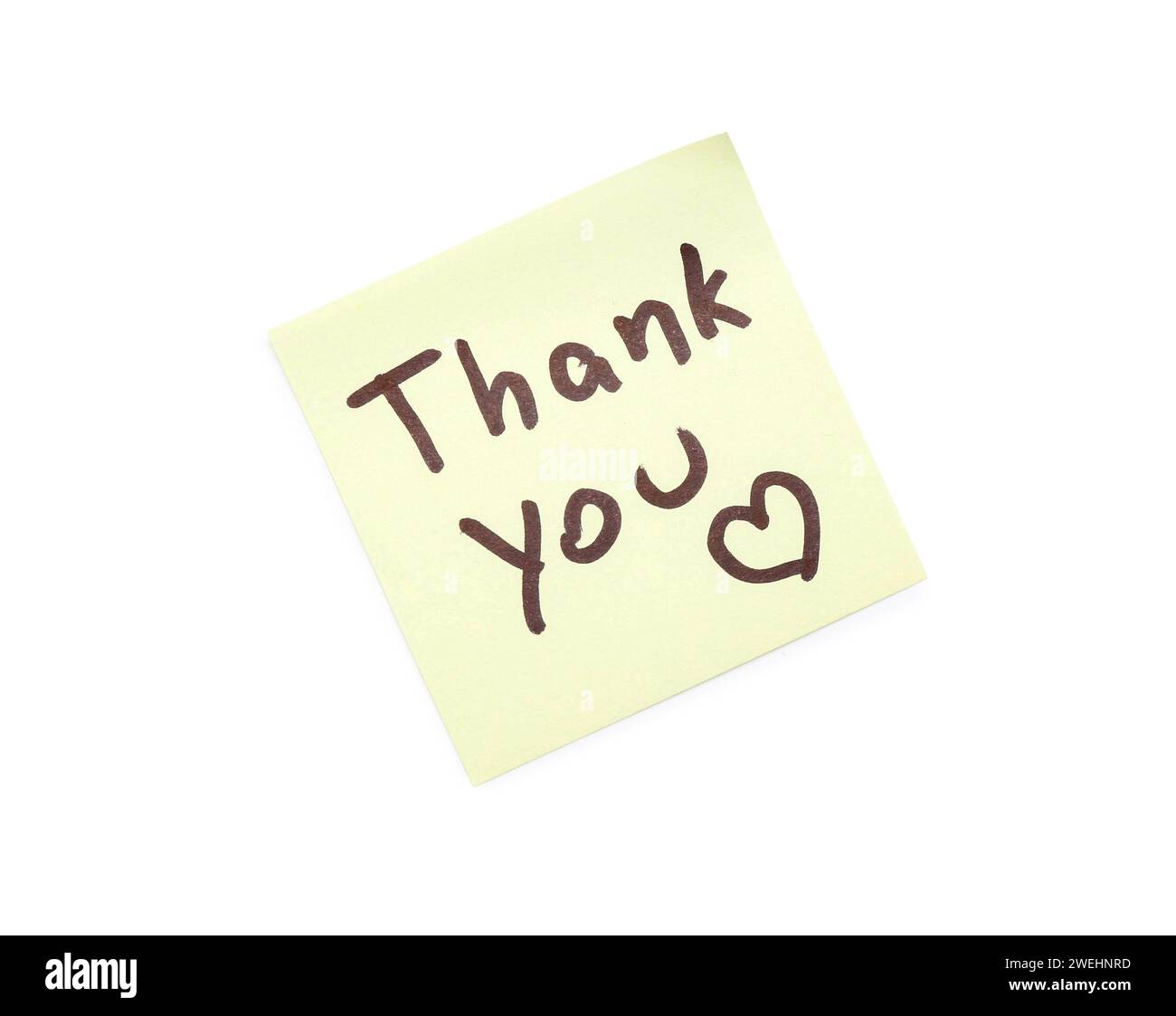 Sticky note with text THANK YOU and heart on white background Stock ...
