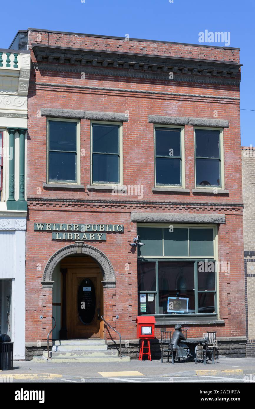 Waitsburg, WA, USA - May 25, 2023; External view of Weller Public ...