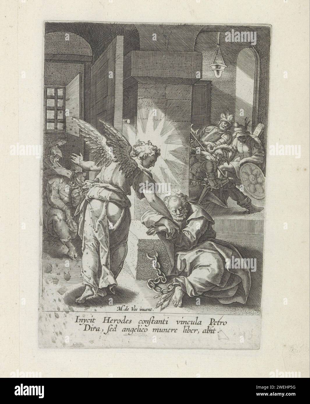 Liberation of Peter from prison, 1591 - 1600 print Peter sleeps in ...