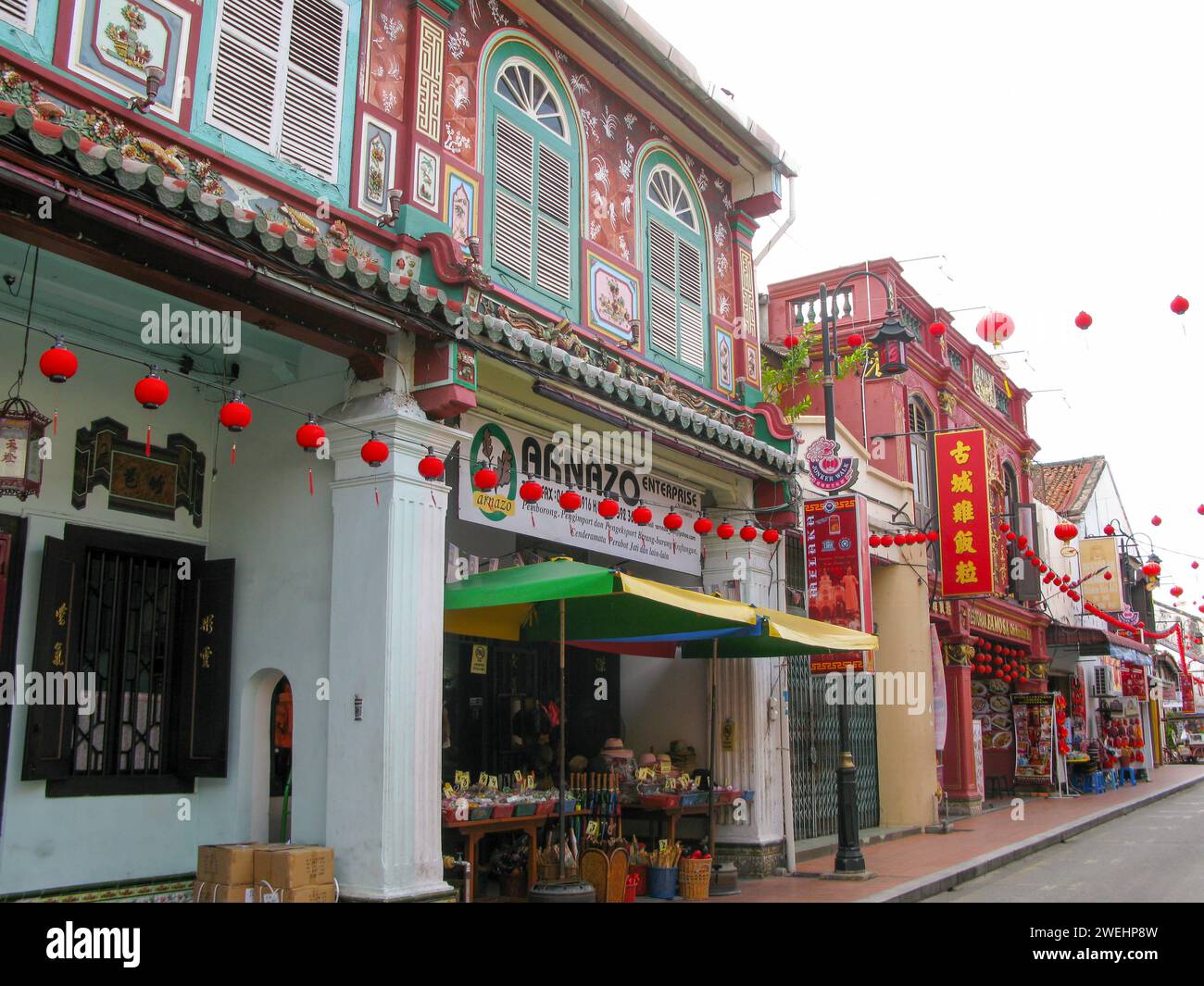 Old terraced shop houses in and near Jonker Street in Melaka City in ...
