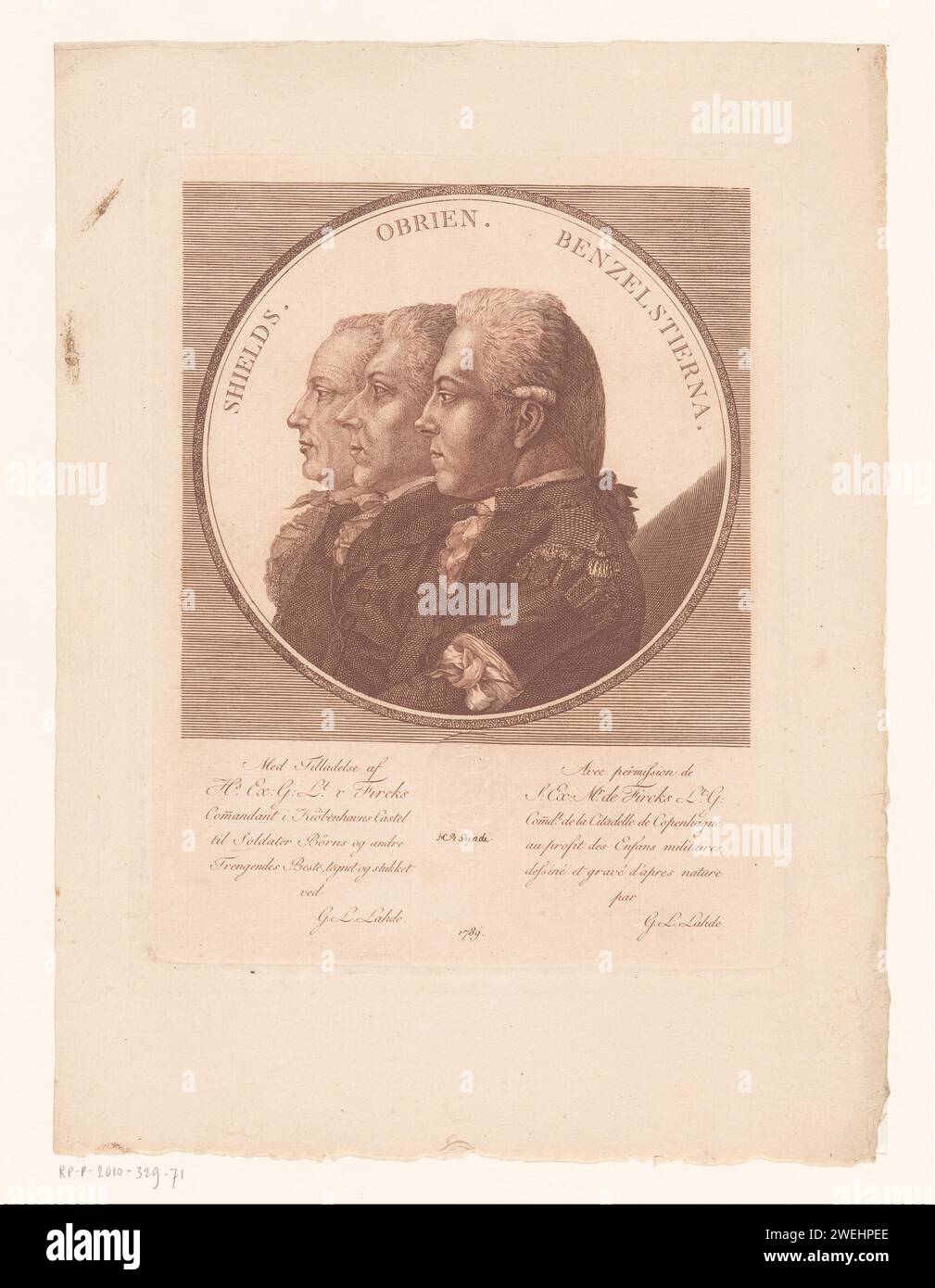 Portraits of Shields, Obrien and Benzelstierna, Gerhard Ludwig Lahde ...