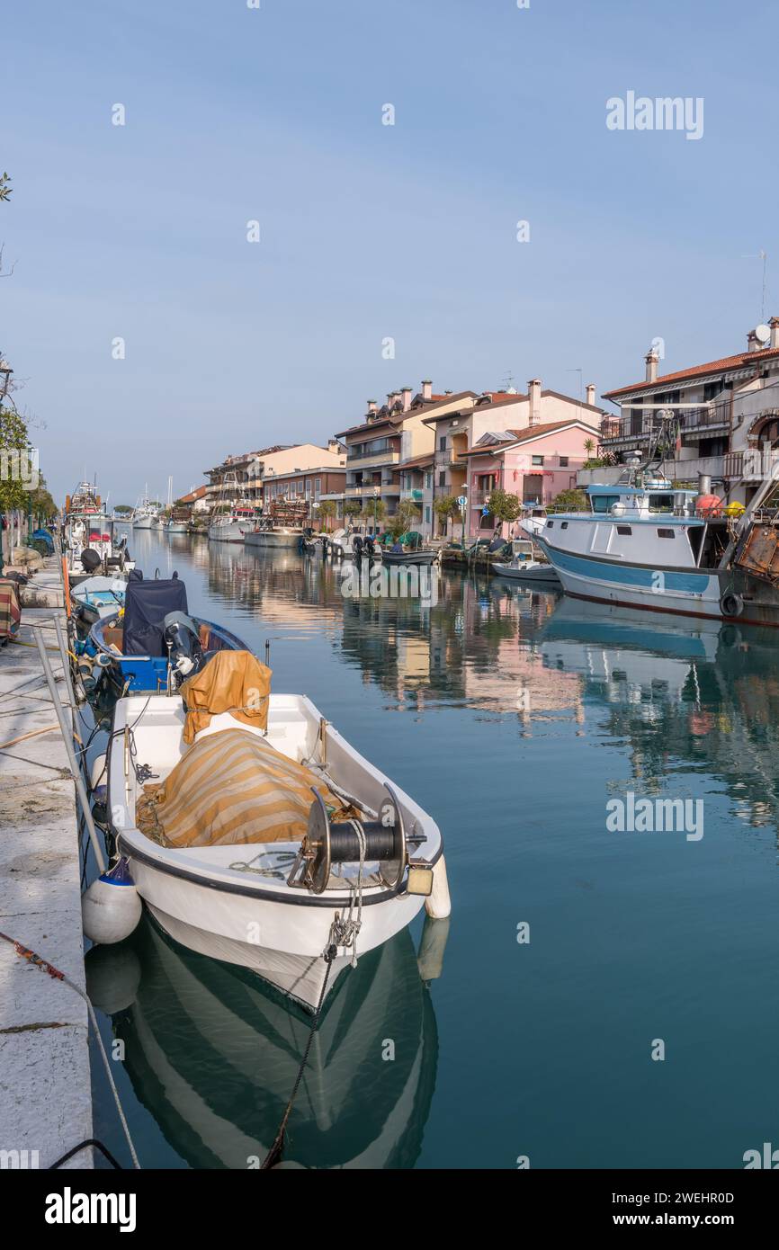 Grado, Italy - January 01th, 2024: View of a part of the Mandracchio ...