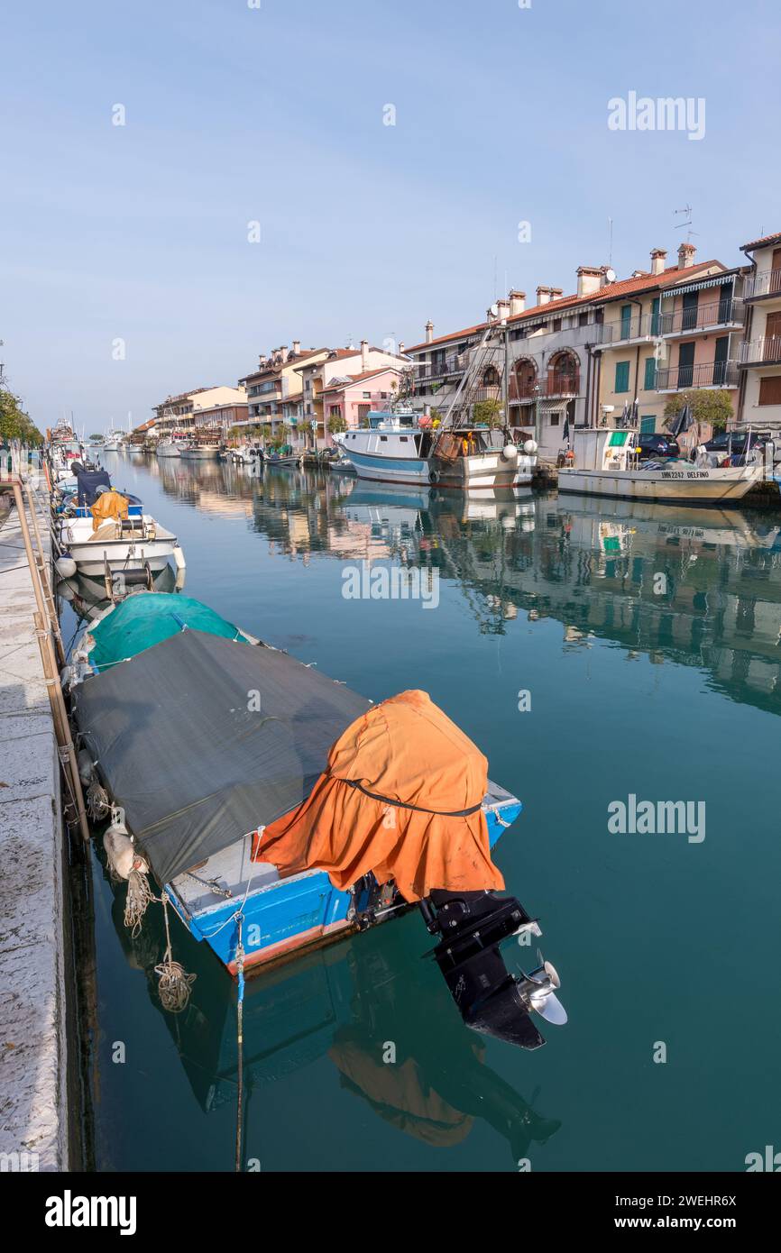 Grado, Italy - January 01th, 2024: View of a part of the Mandracchio ...