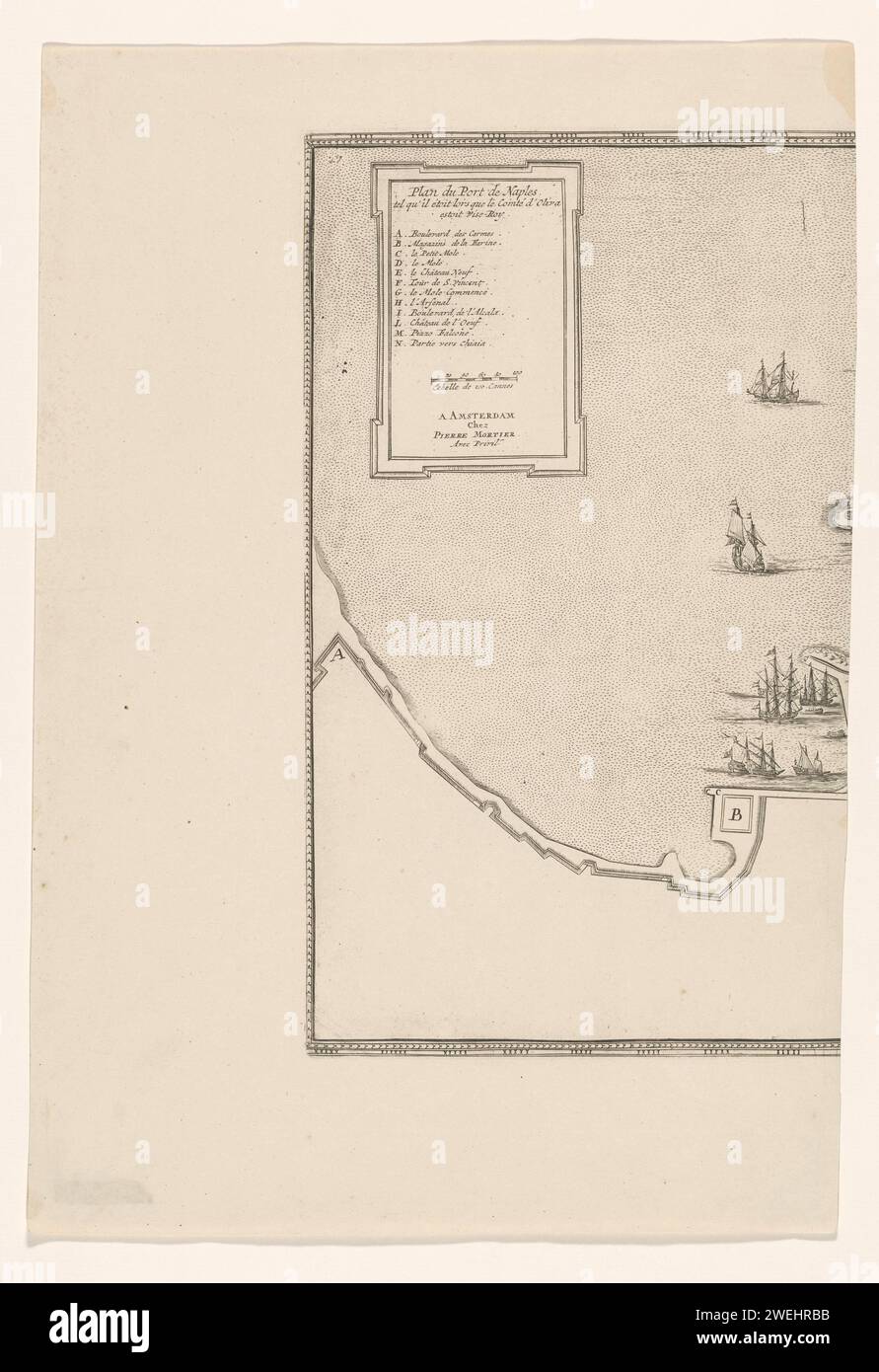 Map of the port of Naples (left part), Anonymous, 1704 - 1724 print Map ...