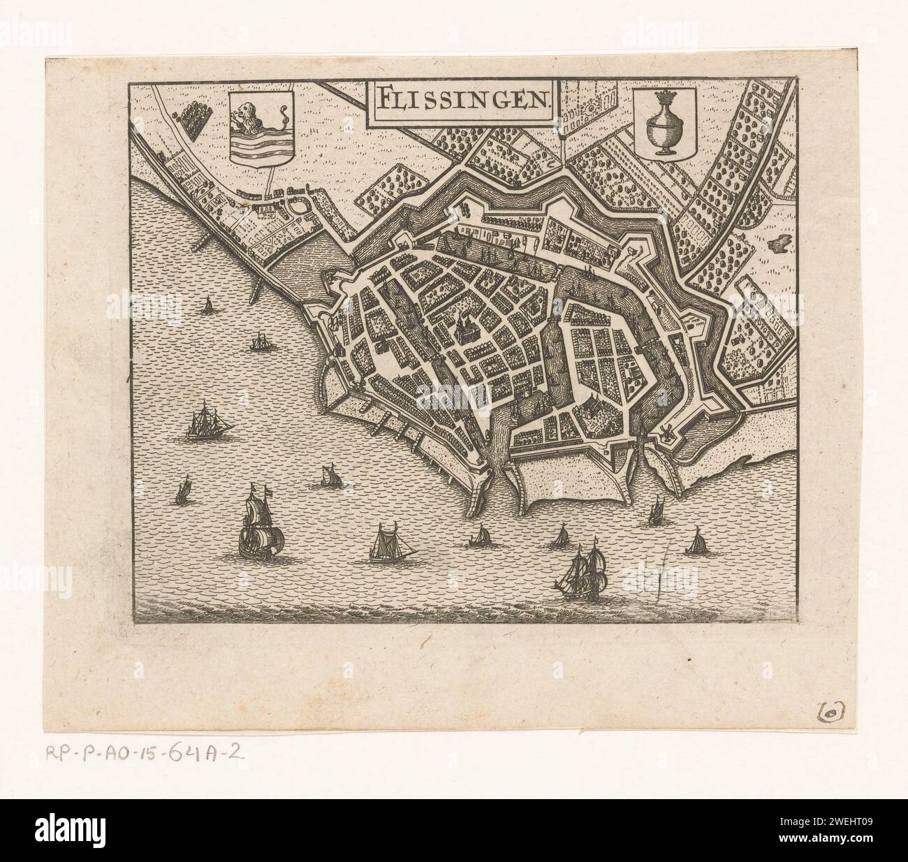 Map of Vlissingen, Anonymous, Jan Janssen Brouwer (Possible), 1652 ...