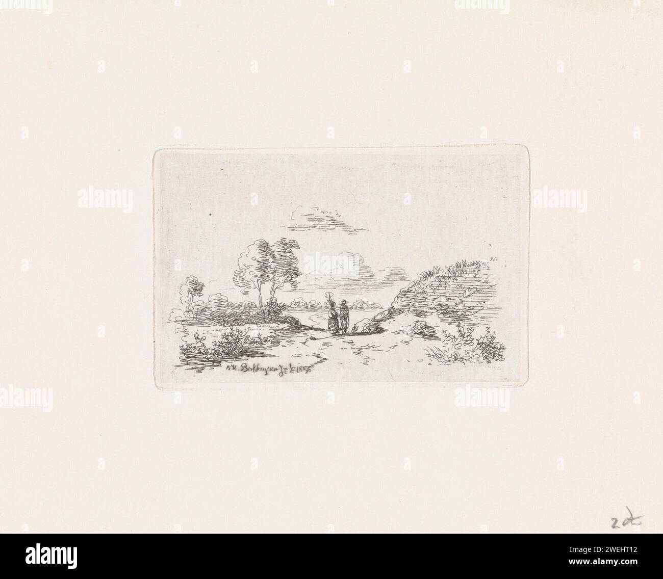 Landscape with two figures, Alexander Hieronymus Bakhuyzen (II), 1856 ...