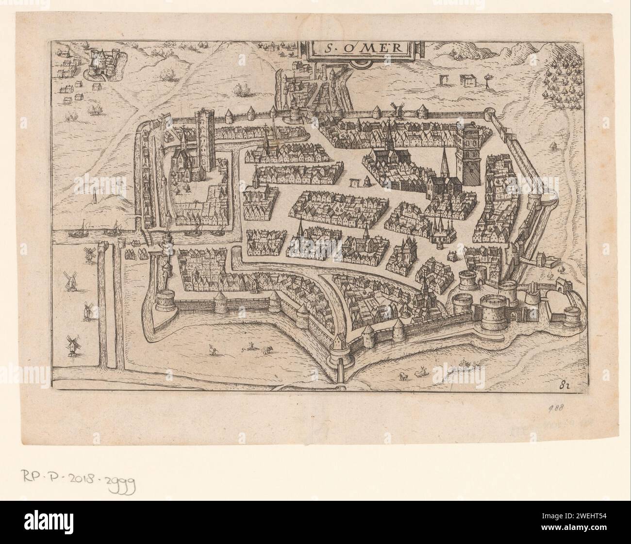 Map of Sint -Omaars, Anonymous, Willem Janszoon Blaeu, 1612 - 1648 ...