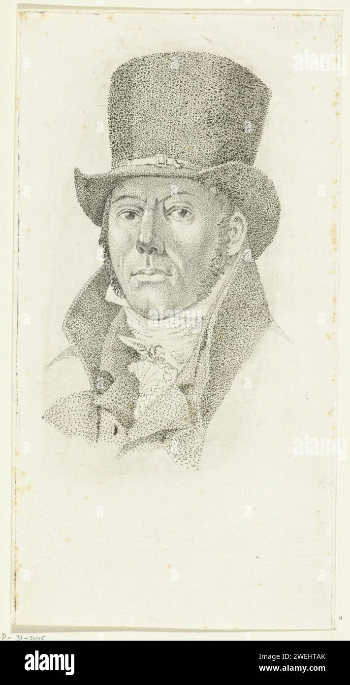 Portrait of Jacob Ernst Marcus with top hat, Anthonie van den Bos ...