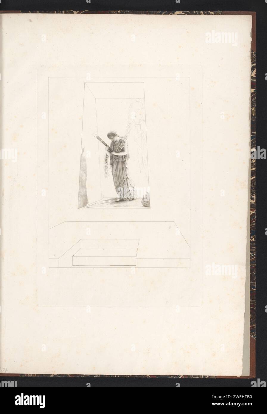 Greating girl with torch and flower guilland, 1812 print This print is ...
