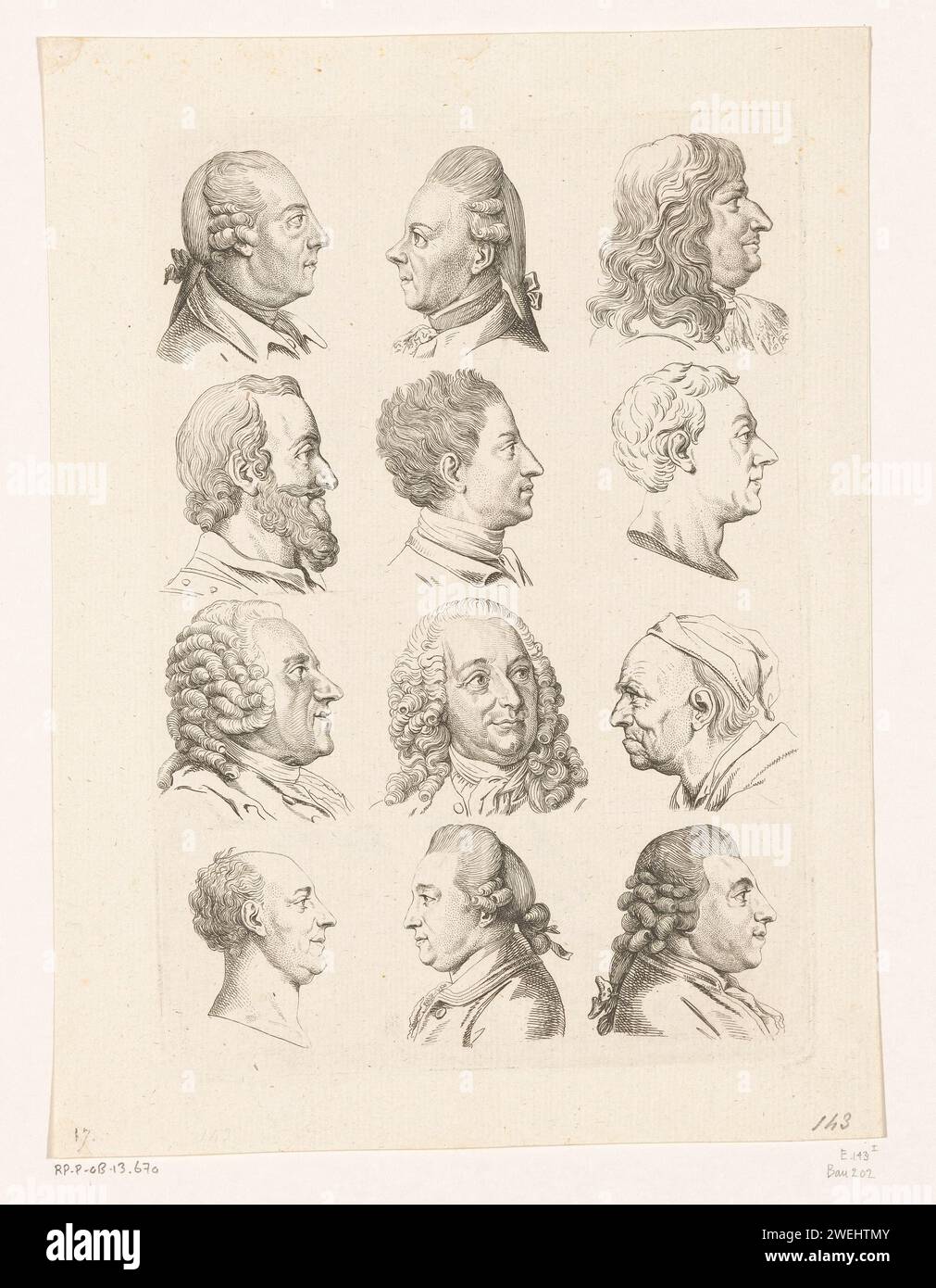 Twelve heads from Men, Daniel Nikolaus Chodowiecki, 1775 print In the ...