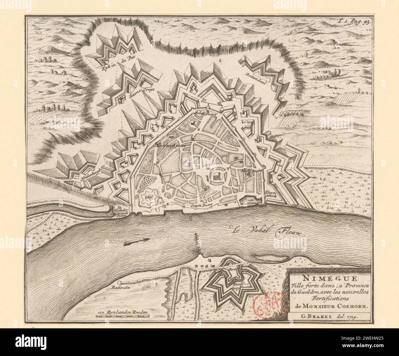 Map of Nijmegen, ca. 1700-1710, Matthijs Pool (Possible), After Gillius ...