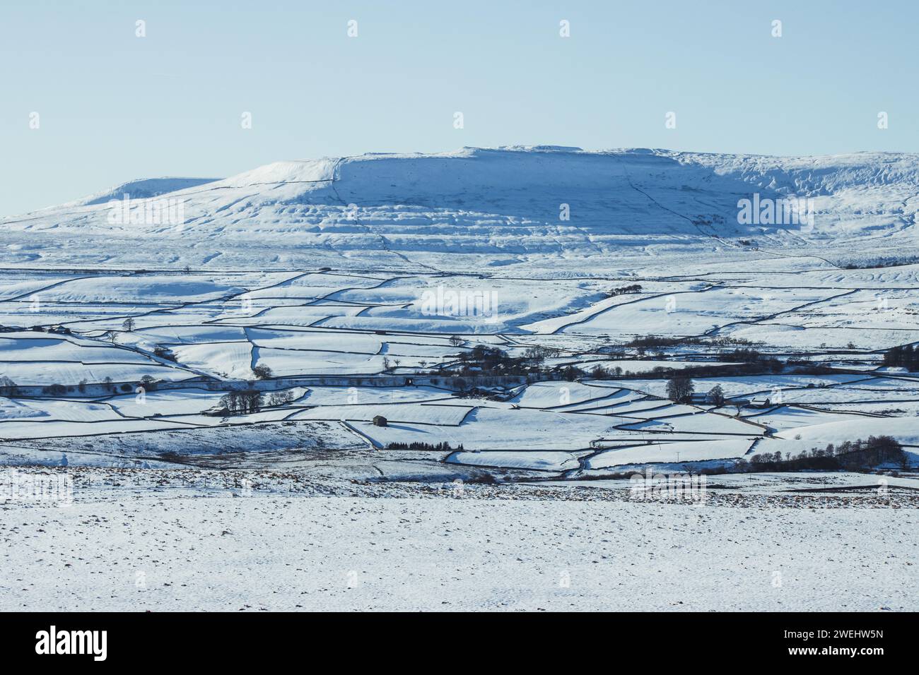 The Yorkshire Dales in the snow, with drystone walls crisscrossing ...