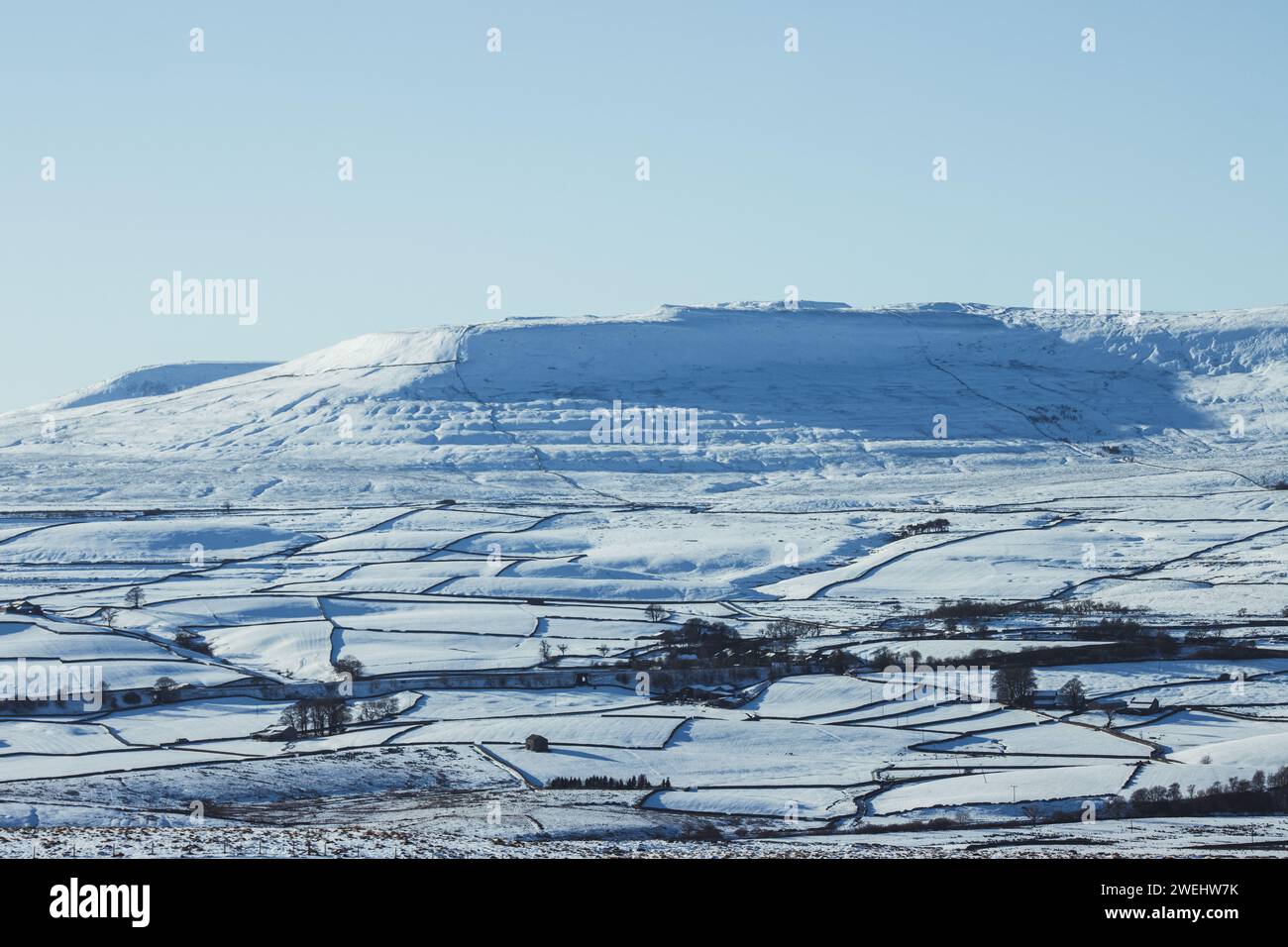 The Yorkshire Dales in the snow, with drystone walls crisscrossing ...