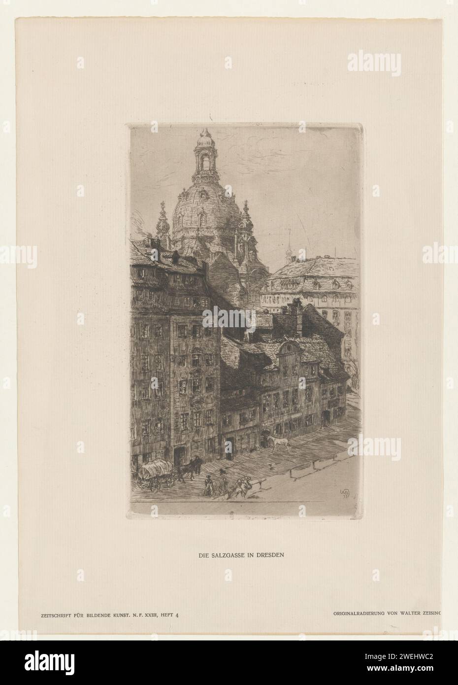 View of the Salzgasse in Dresden, Walter Zeising, 1912 print Left -wing ...