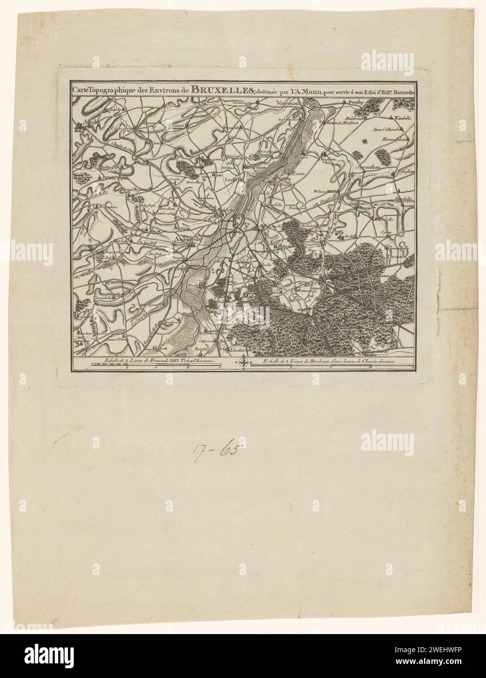 Map of the Brussels area, Anonymous, After Theodore Augustine Mann ...