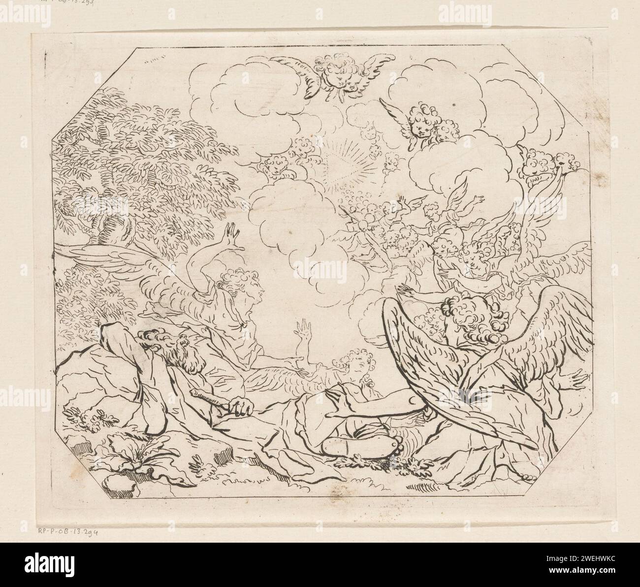 Jakob's dream, Samuel Bottschild, 1693 print paper etching the dream of ...