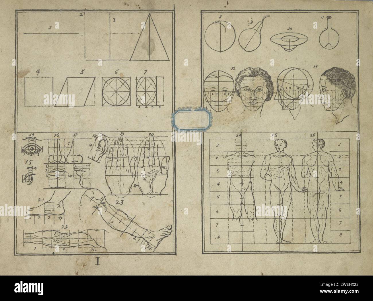 First principles of drawing: various body parts, 1787 - 1833 print Two ...