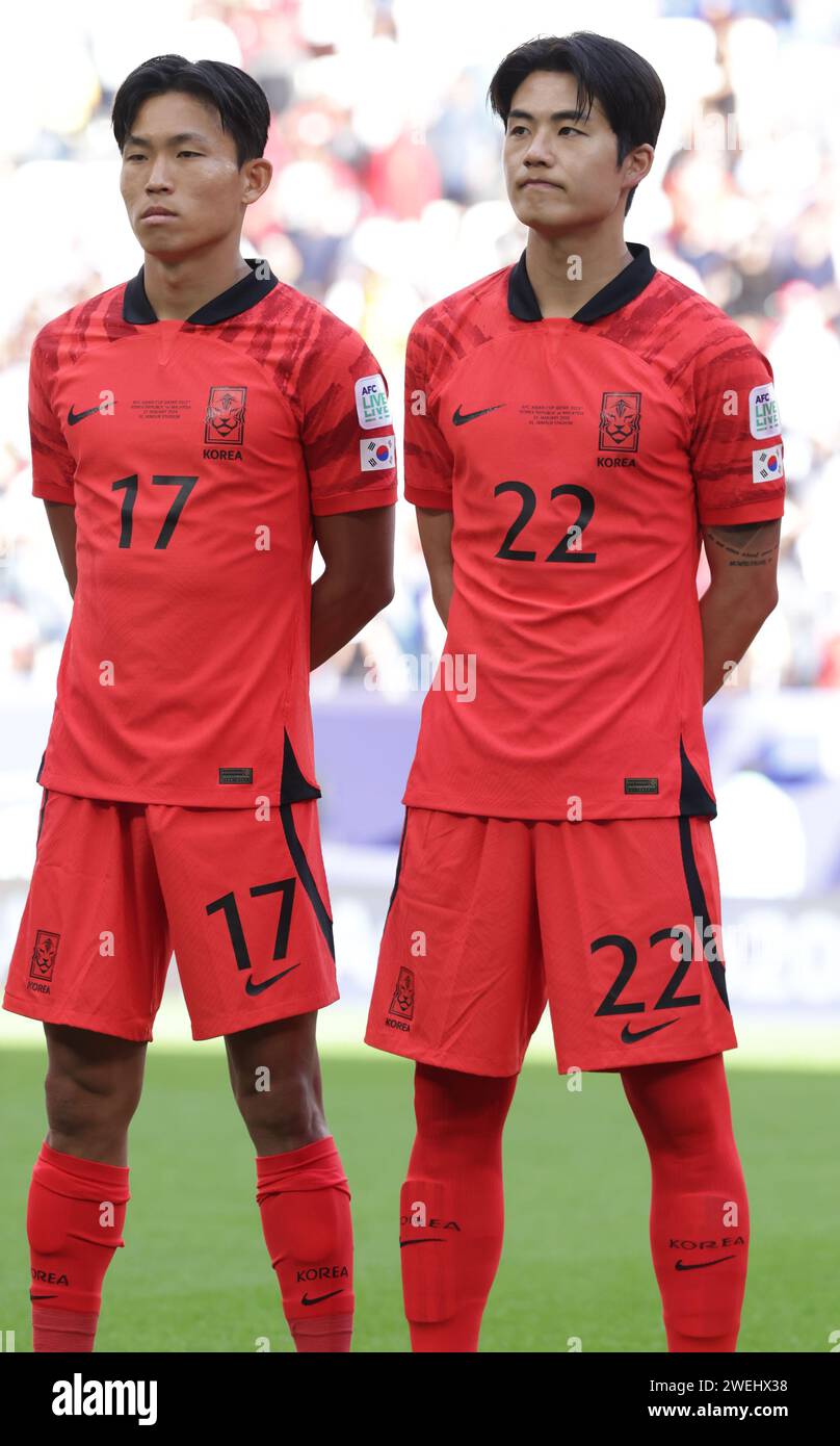 AL WAKRAH, QATAR - JANUARY 25: Jeong Woo-yeong, Seol Young-woo of South ...