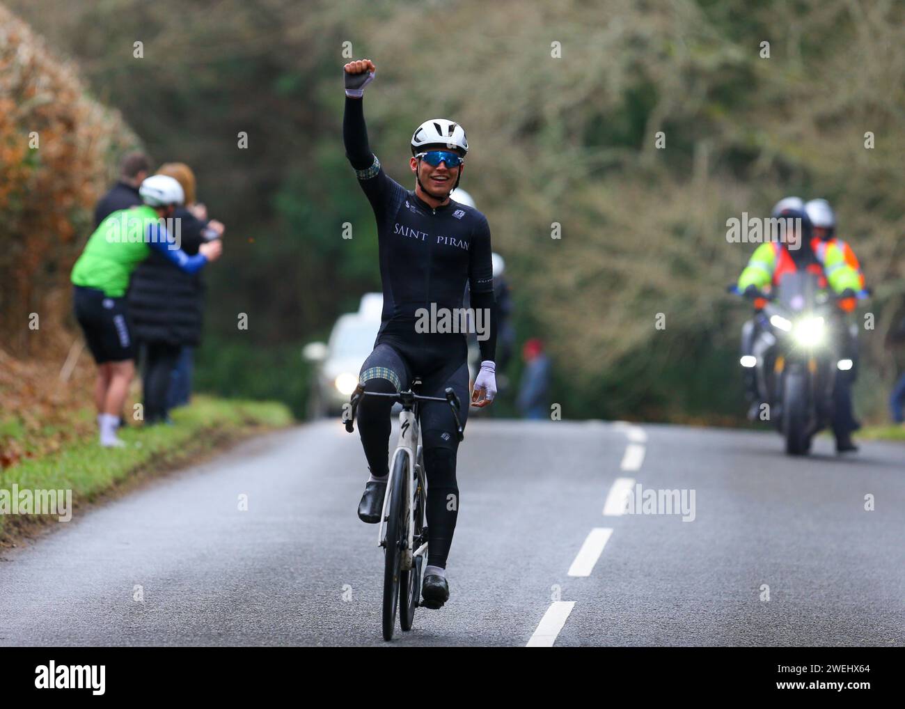 Jack Rootkin-Gray, (Saint Piran) celebrating his victory at the ...