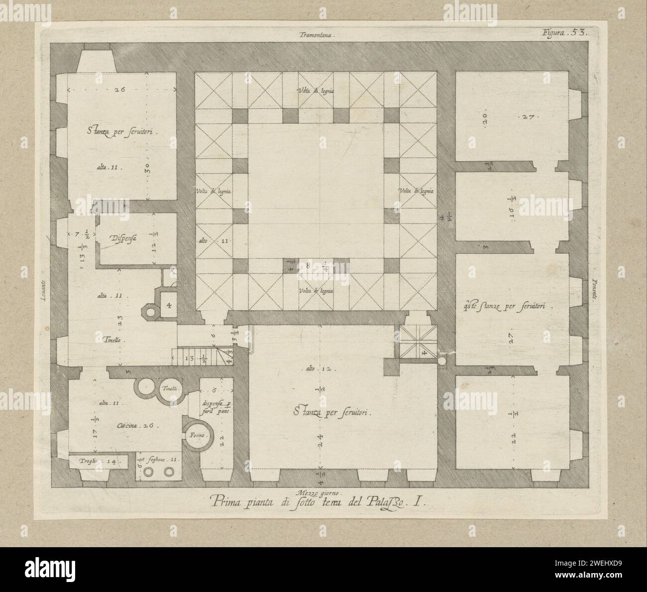 Map of the basement of the Palazzo Rostan Raggio, 1622 print This print ...