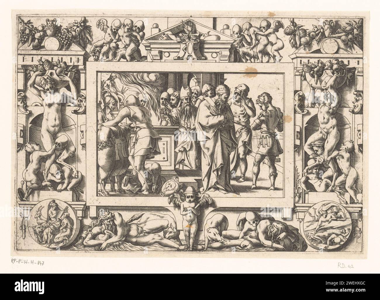 Phrixus is received by King Aietes, René Boyvin, After Léonard Thiry ...