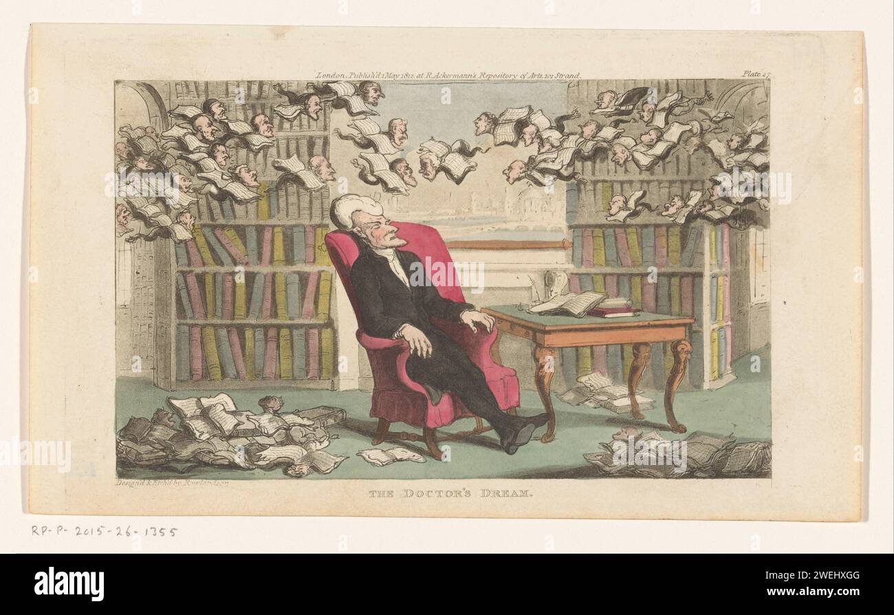 Doctor Syntax Sleeping in a Library, Thomas Rowlandson, 1812 - 1821 ...