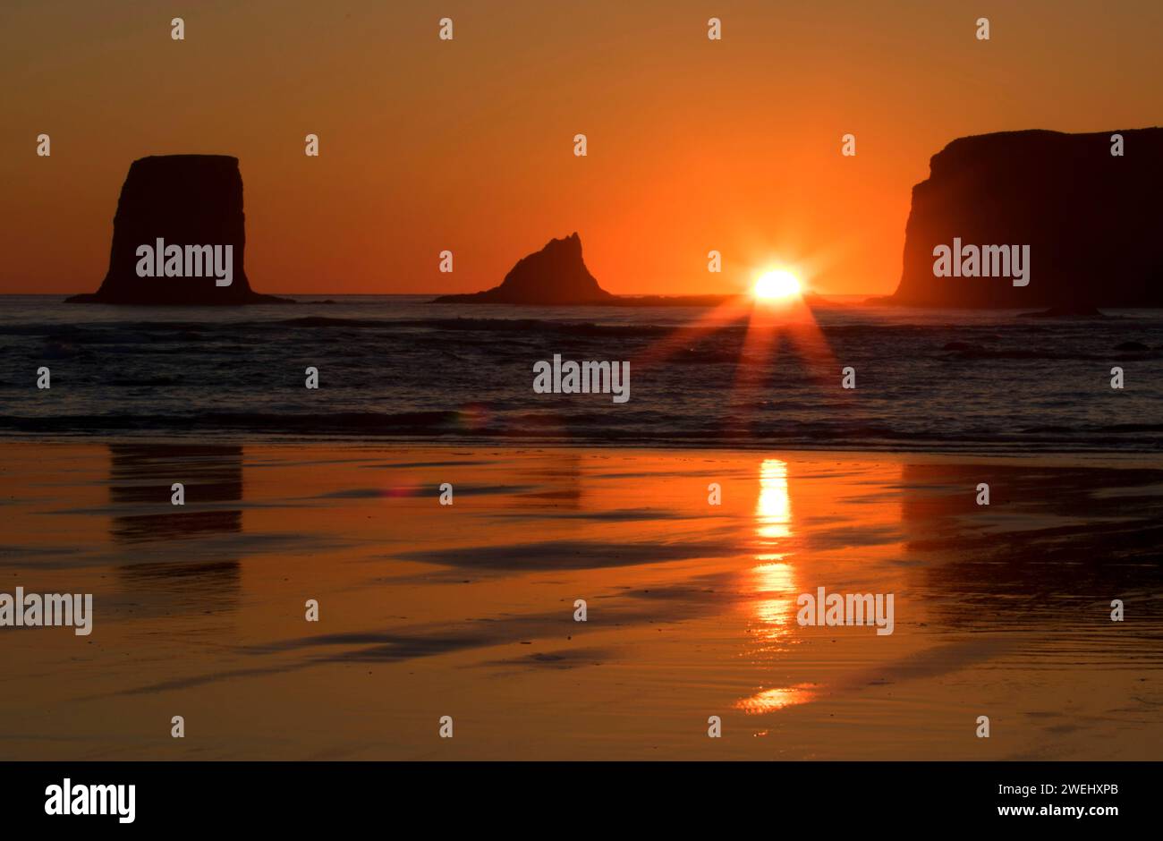 Second Beach sunset, Olympic National Park, Washington Stock Photo - Alamy