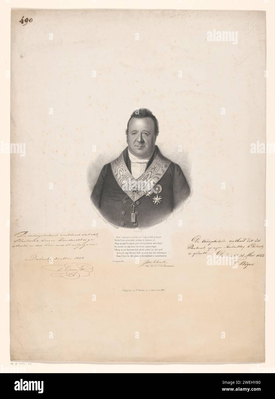 Portrait of Jan Schouten, Leonard de Koningh, 1852 print The person ...