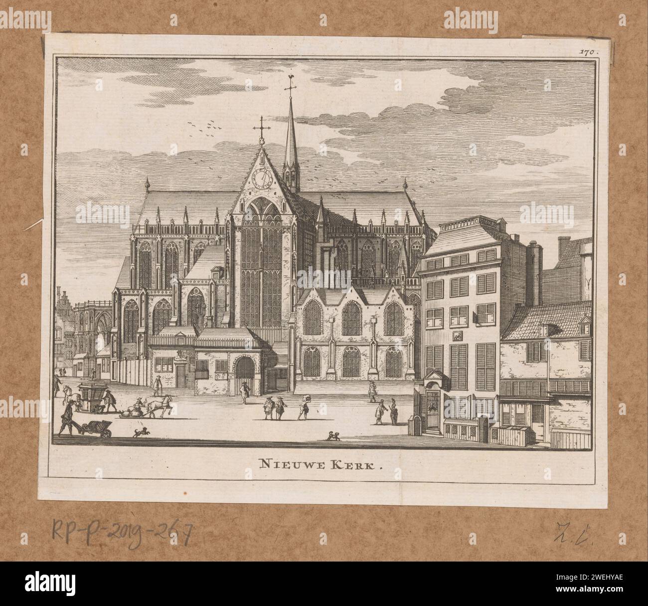View of the Nieuwe Kerk in Amsterdam, Anonymous, 1751 print Numbered at ...