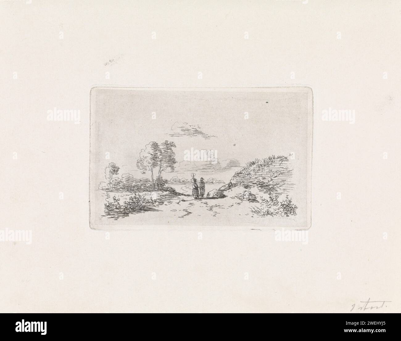 Landscape with two figures, Alexander Hieronymus Bakhuyzen (II), 1856 ...