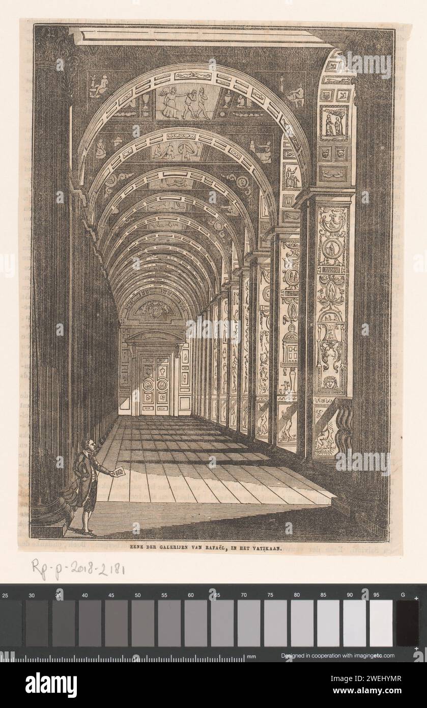 View of a gallery in the Vatican, Anonymous, 1837 print With Dutch text ...