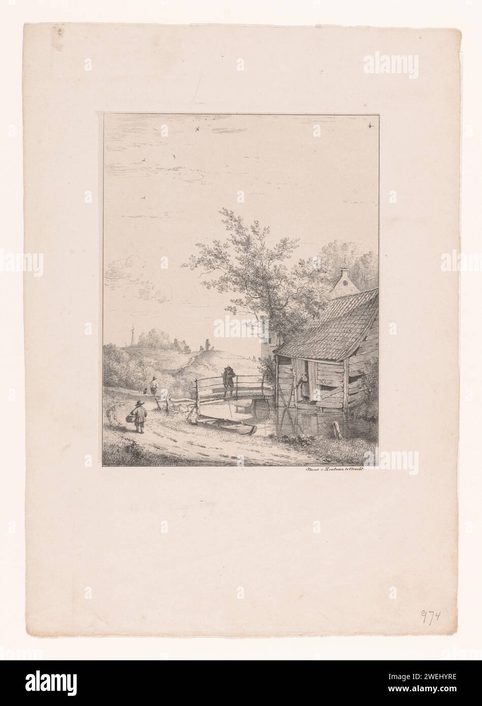 Landscape with river and shed, c. 1858 - c. 1859 print Landscape with ...