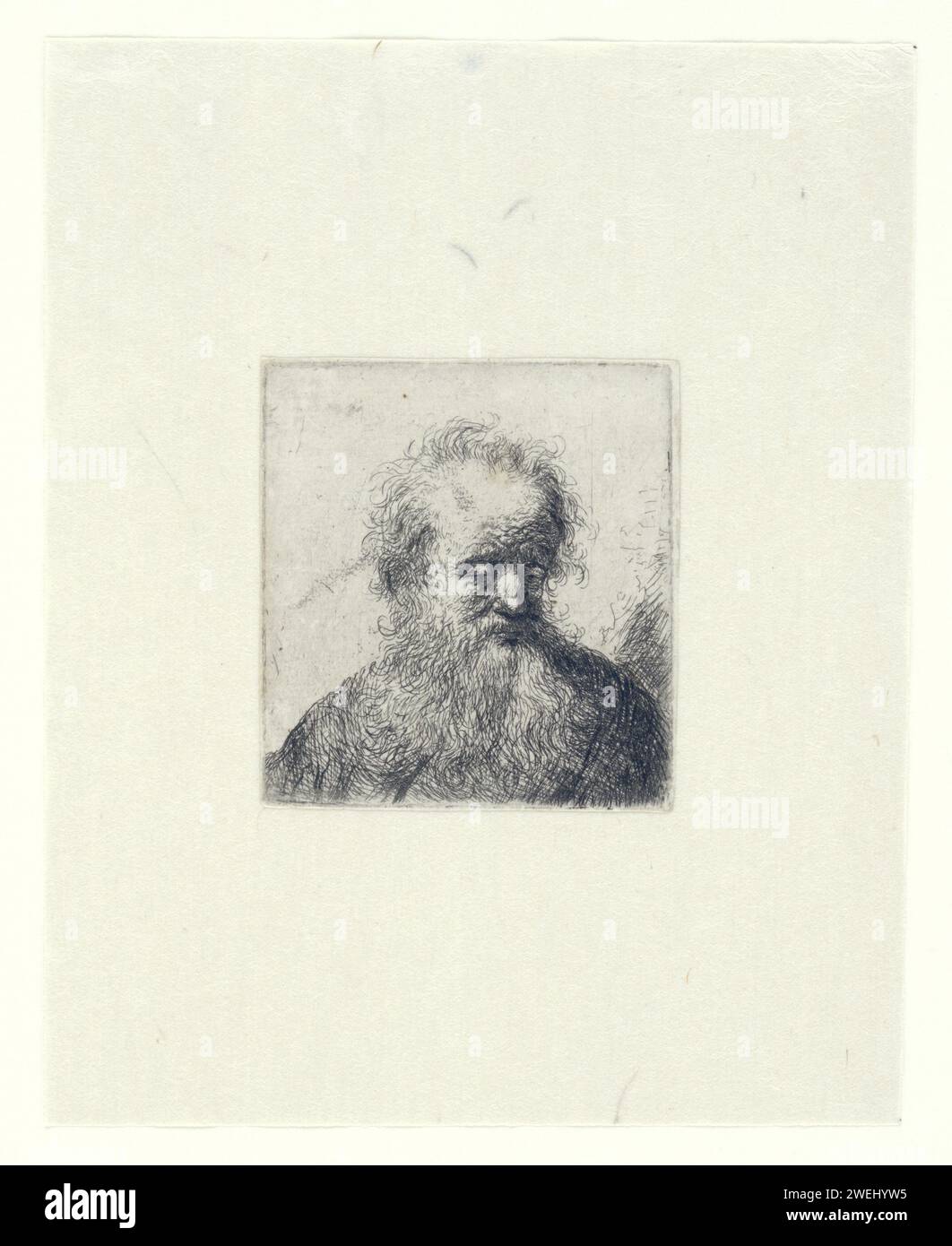 Old man with a flowing beard: bust, anonymous, after Rembrandt van Rijn ...