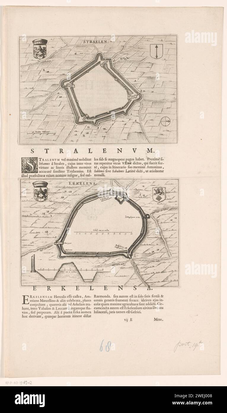 Fortress map and description of Straelen and Erkelenz, Anonymous, 1652 ...
