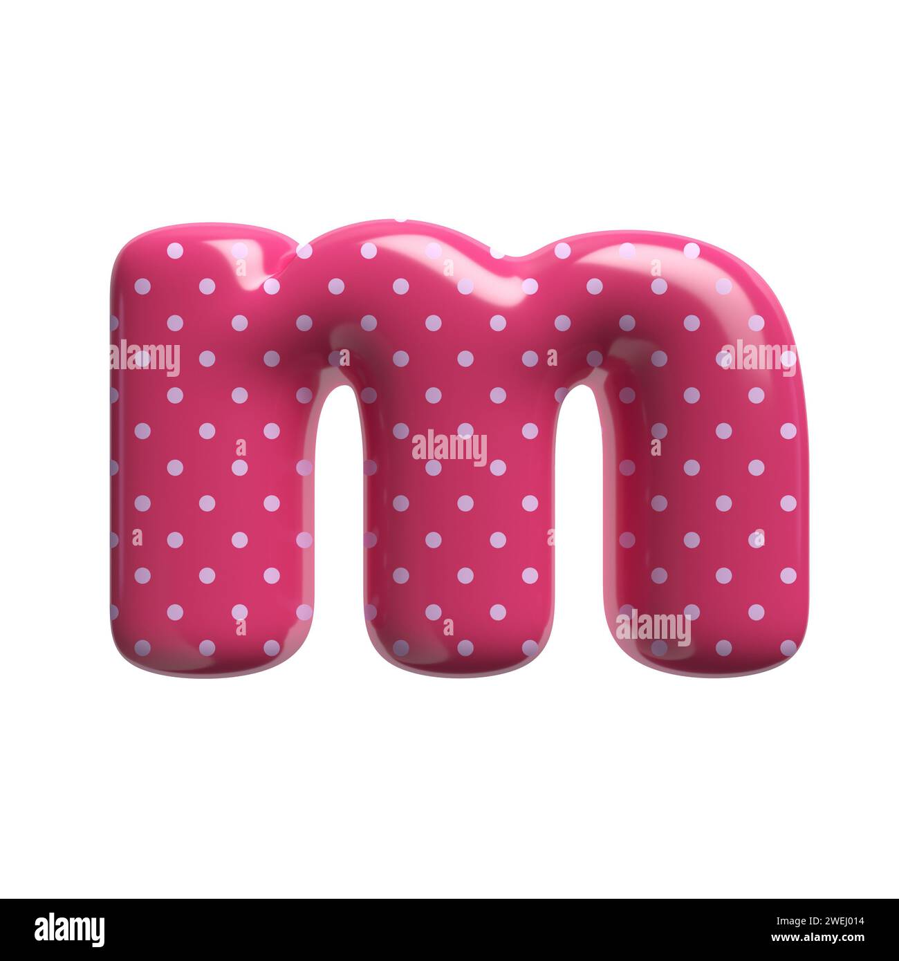 Polka dot letter M - Lowercase 3d pink retro font - Suitable for ...