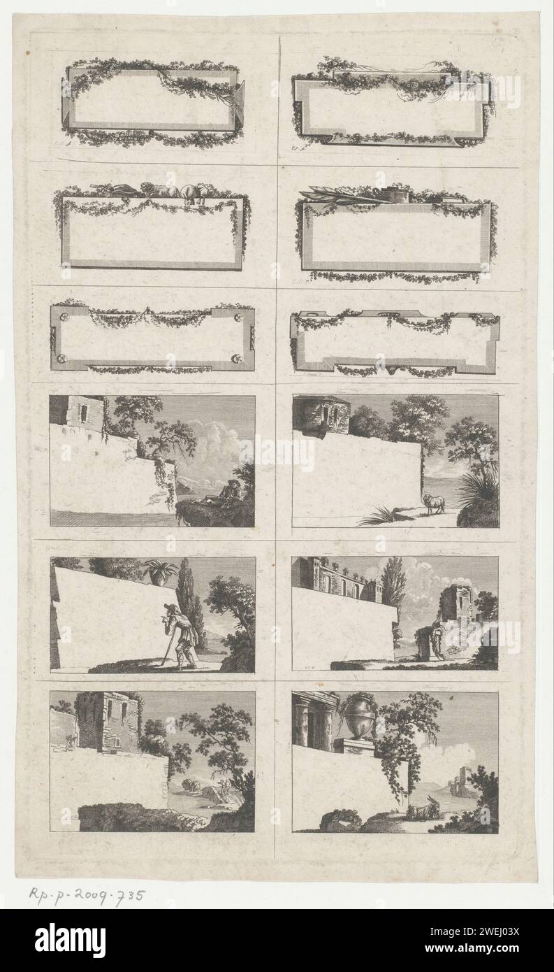 Uncuted leaf with twelve vignettes intended as labels, 1700 - 1799 ...