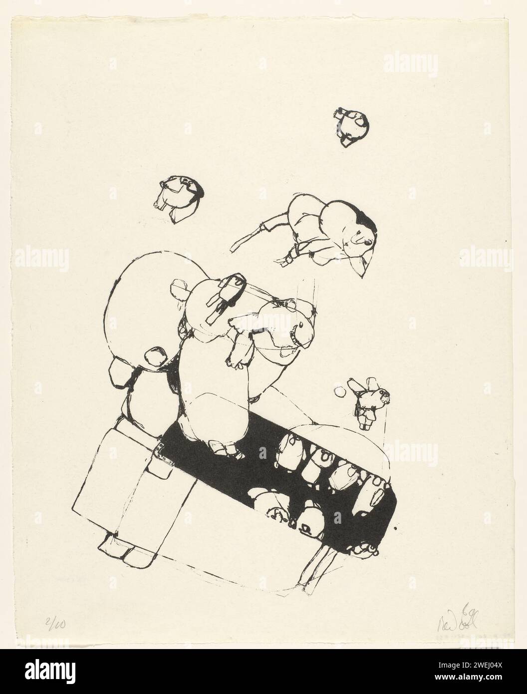 Human Figures, Black Rectangle, Rein Dool, 1969 print Human figures ...