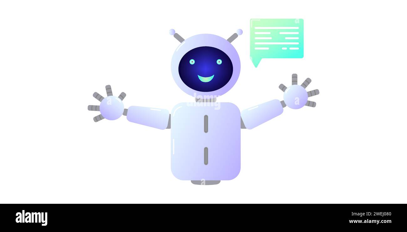 Chatbot Assistant Form Robot With Ai 3d Cute Friendly Bot Neural Network Isolated White