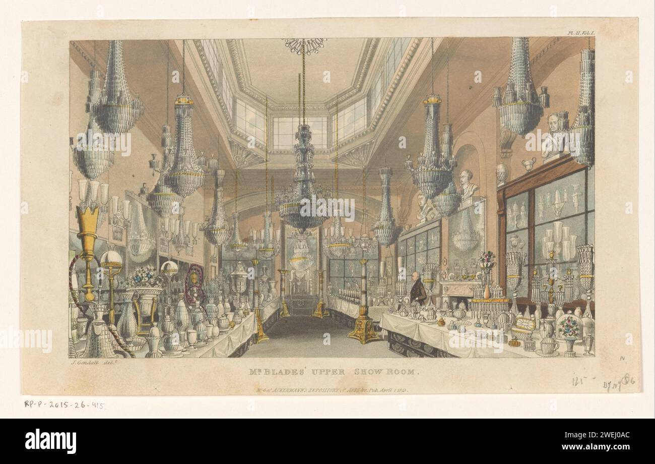 John Blades showroom in London, 1823 print Room with tables and ...